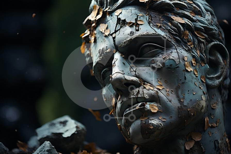 Rusty Statue of Man in Industrial Setting stock photo | Creative Fabrica