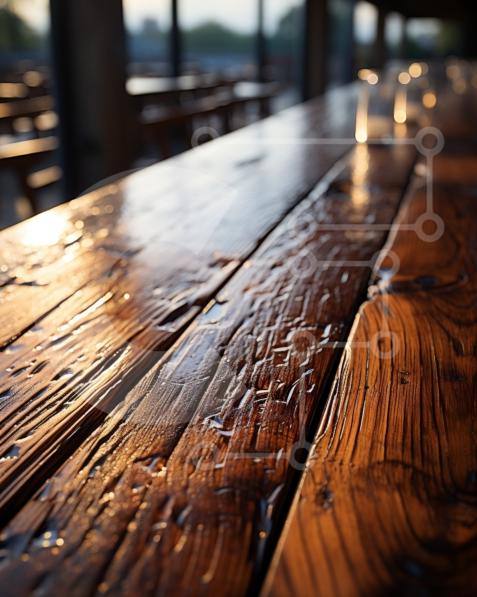 Beautiful Picture of a Wooden Table with Water Droplets stock photo ...