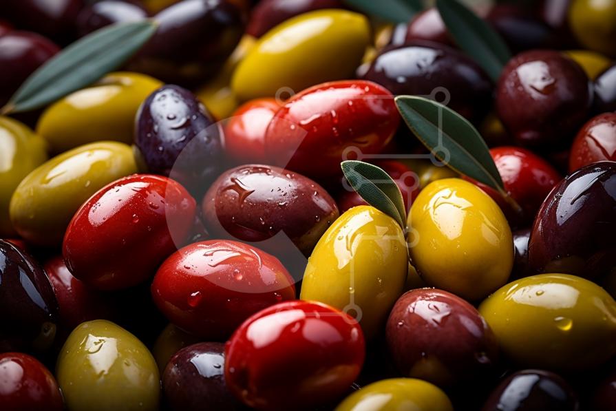 Colorful Bowl of Olives: Red, Green, and Black stock photo | Creative ...