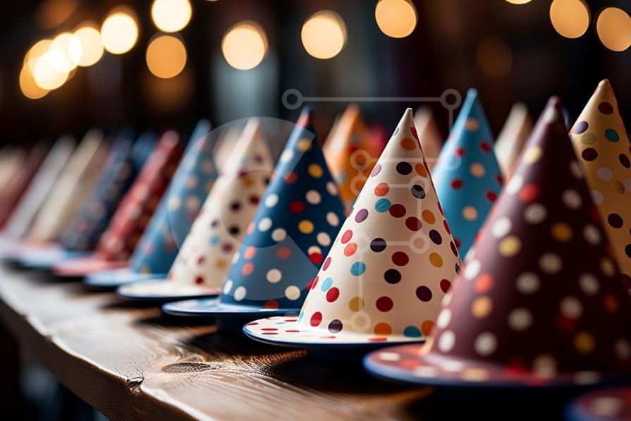 Vibrant and Fun Party Hats with Polka Dots stock photo | Creative Fabrica