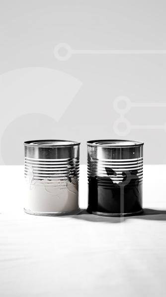 Two Tins of Paint, Black and White stock photo | Creative Fabrica