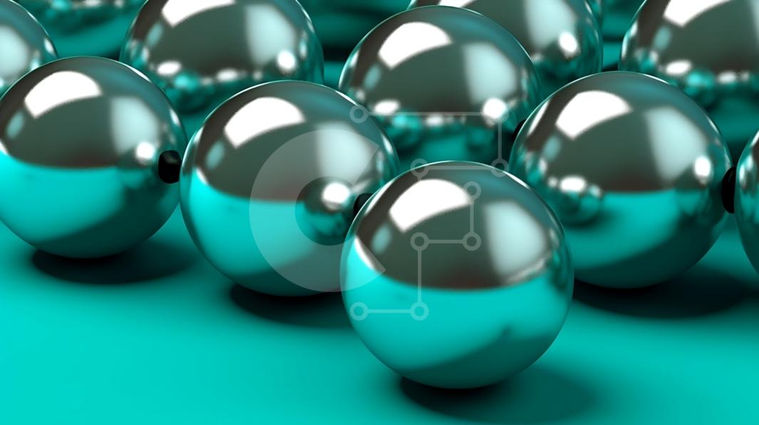 Abstract Image of Silver Balls on a Vibrant Turquoise Background stock ...