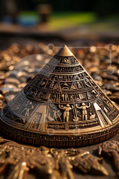 Golden Pyramid with Intricate Carvings from Ancient Egyptian Mythology ...