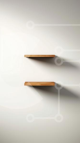 Minimalist Wooden Shelves on White Wall stock photo | Creative Fabrica