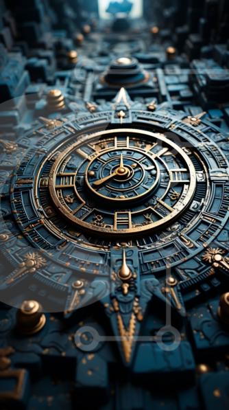 Stunning Picture of a Gold Clock Tower in a Futuristic City stock photo ...