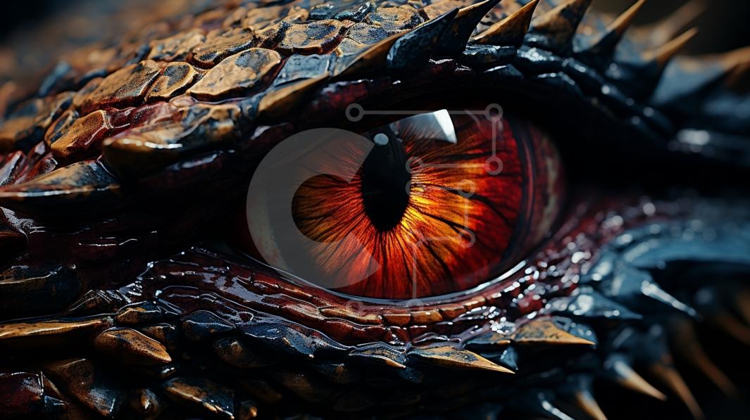 Powerful and Intense Dragon's Eye Close-up stock photo | Creative Fabrica