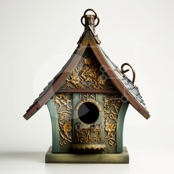 Beautifully Crafted Wooden Birdhouse with Intricate Details stock photo ...