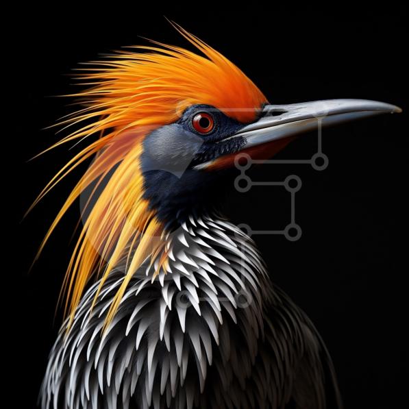 Vibrant Close-up of Bird with Orange and Black Feathers and Curved Beak ...