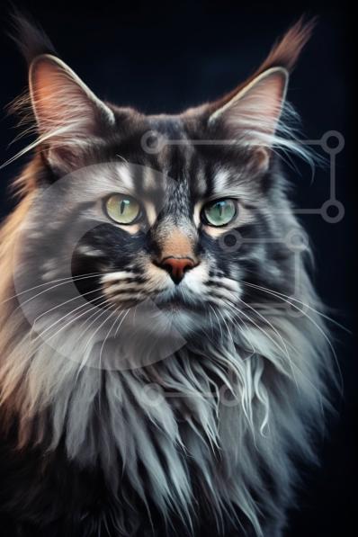 Intense Stare - Close-up of a Fluffy Cat with Bright Green Eyes stock ...