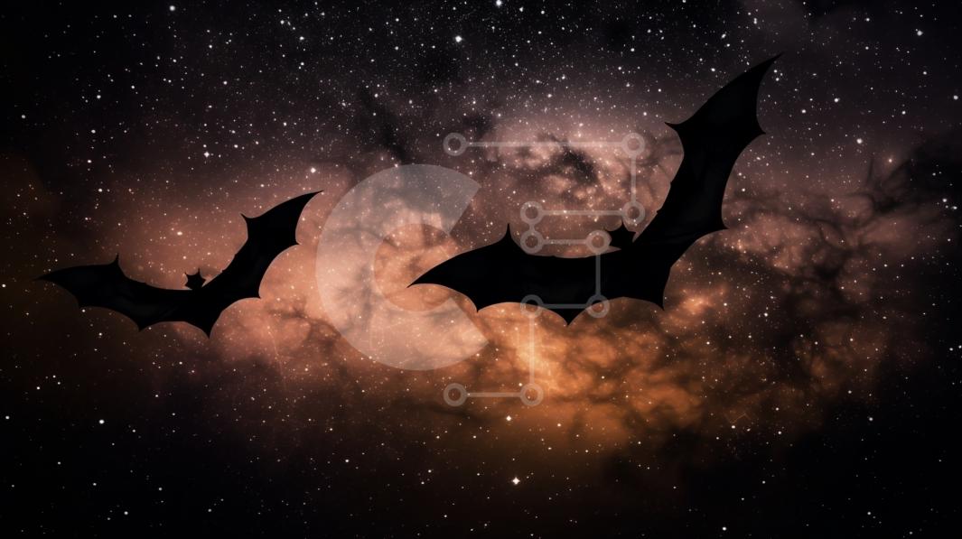 Beautiful Picture of Two Bats Flying in the Night Sky stock photo ...