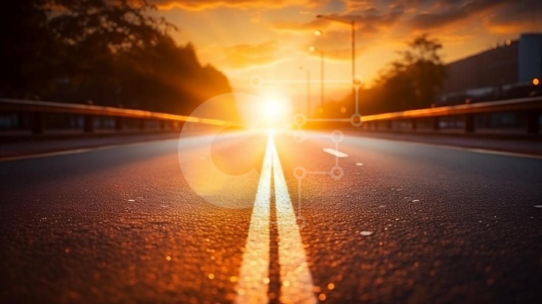 Beautiful Picture of an Empty Road at Sunset stock photo | Creative Fabrica