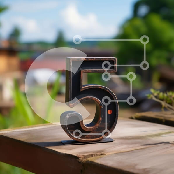 Beautiful Picture of Number 5 Sign on Wooden Table with Green Garden ...