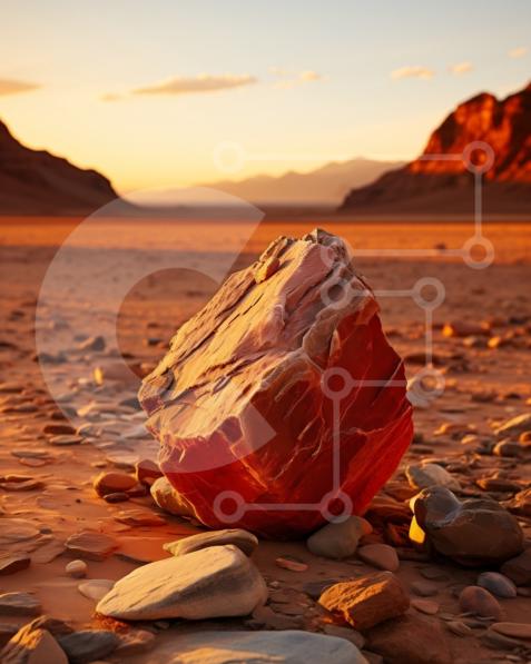 Stunning Picture of a Red Rock in a Desert Landscape at Sunset stock ...