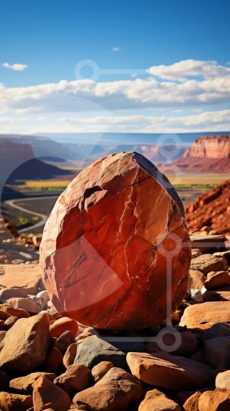 Stunning View of Large Red Rock on Cliff in Desert stock photo ...