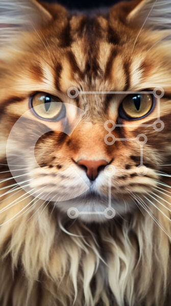 Download Intense Stare: Close-up Picture of a Fluffy Cat with Bright ...