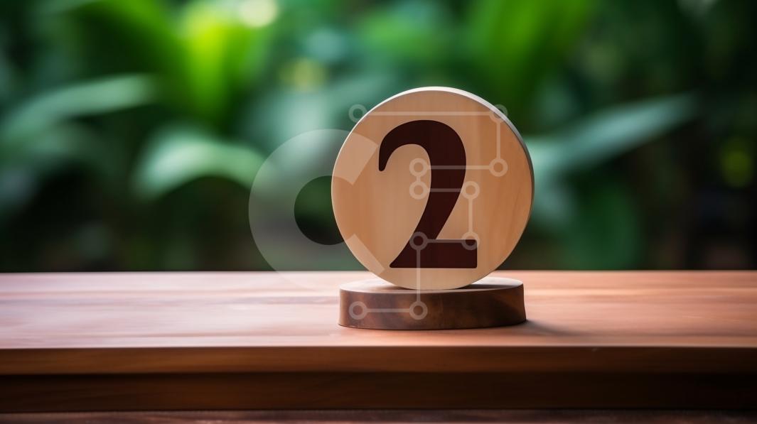 Belle image d'un numéro 2 en bois avec des plantes et un ciel bleu ...