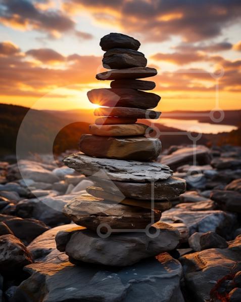 Beautiful Picture of Rocks Stacked with Sunset stock photo | Creative ...