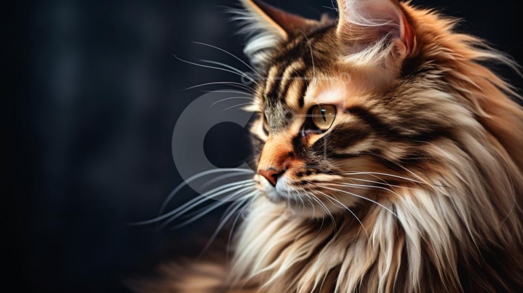 Beautiful Close-up Picture of a Fluffy Long-Haired Cat stock photo ...