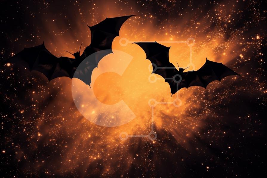 Eerie Picture of Bats Flying Under a Full Moon stock photo | Creative ...