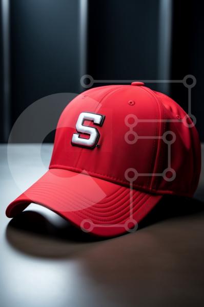Stylish Red Baseball Cap with 'S' Embroidered stock photo | Creative ...
