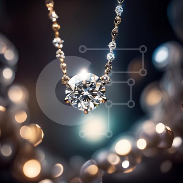 Luxurious Diamond Necklace on Gold Chain stock photo | Creative Fabrica