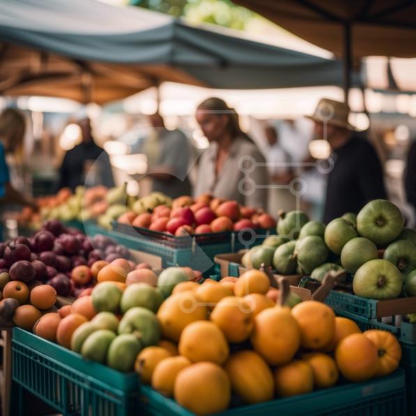 Vibrant Farmers Market with a Wide Variety of Fresh Produce stock photo ...