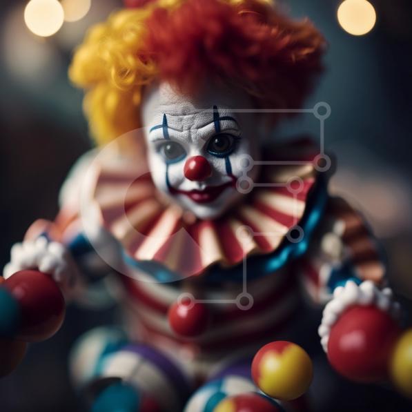 Creepy Clown Doll with Mysterious Vibe on a Dark Background stock photo ...