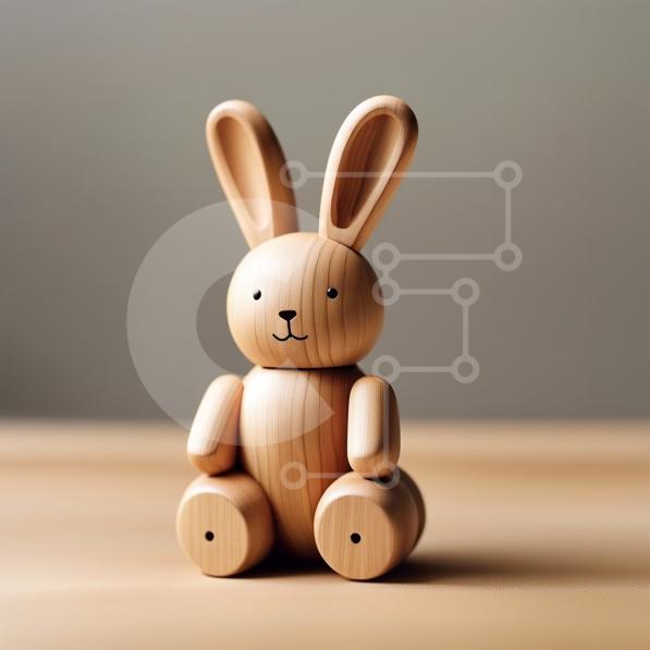 Classic Wooden Rabbit Toy with Smooth Finish stock photo | Creative Fabrica