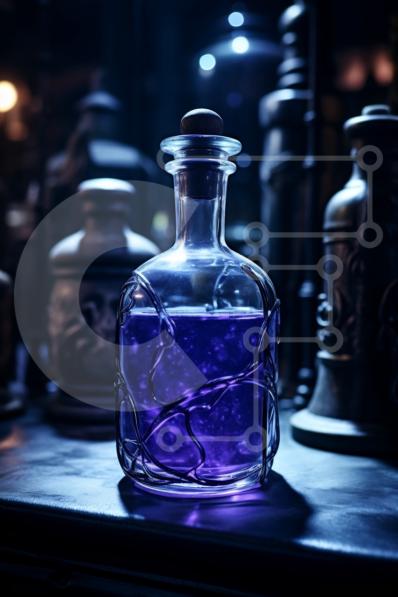 Stunning Picture of Purple Liquid in a Bottle on a Table stock photo ...