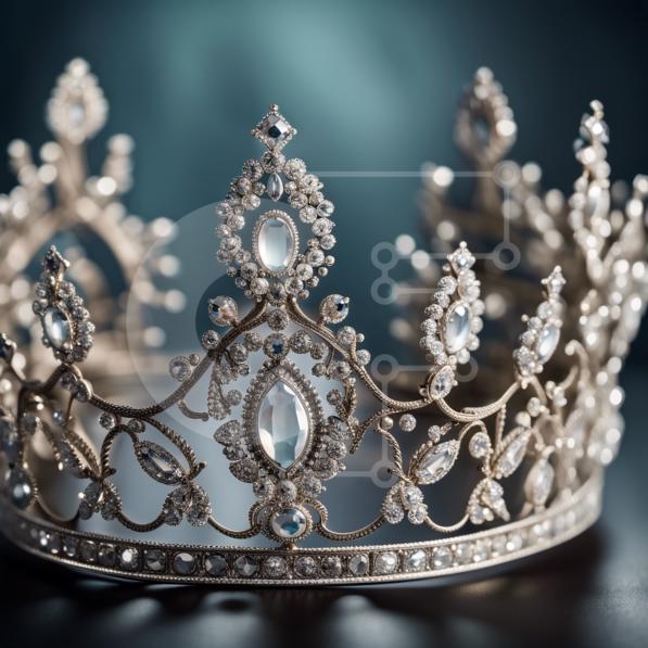 Intricate Silver Crown with Gemstones on a Dark Background stock photo ...