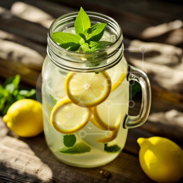 Delicious Picture of Mason Jar Lemonade with Fresh Lemon Slices and ...