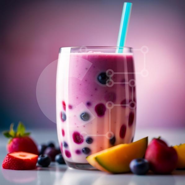 Refreshing Bubble Tea with Fresh Fruits stock photo | Creative Fabrica
