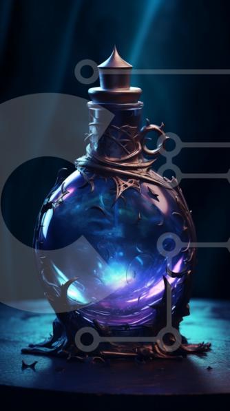 Captivating Image of Blue Glowing Liquid in Glass Bottle stock photo ...