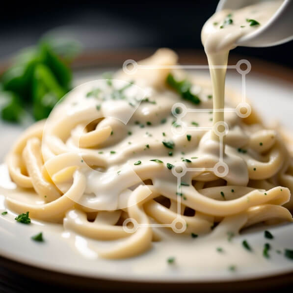 Download Delicious Plate of Pasta with Creamy White Sauce and Fresh ...