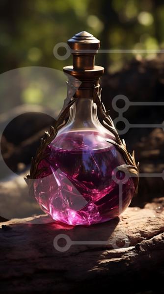 Captivating Image of Purple Liquid in Glass Bottle in a Serene Forest ...