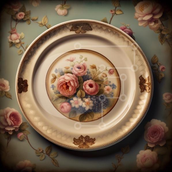 Beautiful Vintage Style Plate with Floral Design stock photo | Creative ...