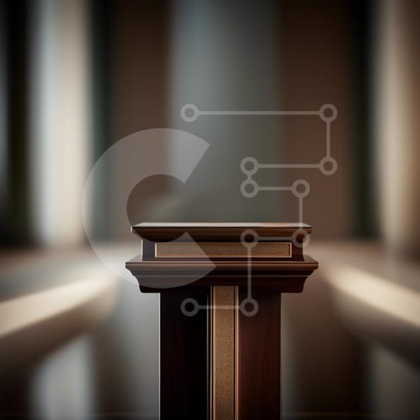 Professional Image of a Wooden Podium and Microphone in a Courtroom ...