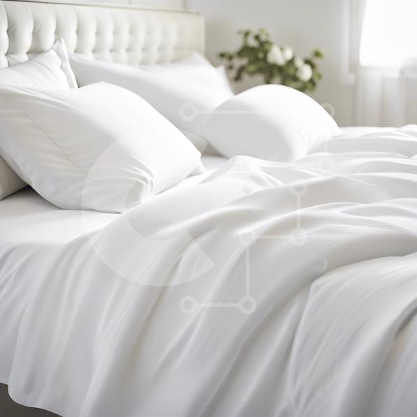 Crisp and Clean Bed with White Sheets and Pillows stock photo ...