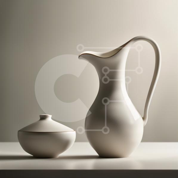 Beautiful White Ceramic Pitcher and Bowl on a Table stock photo ...