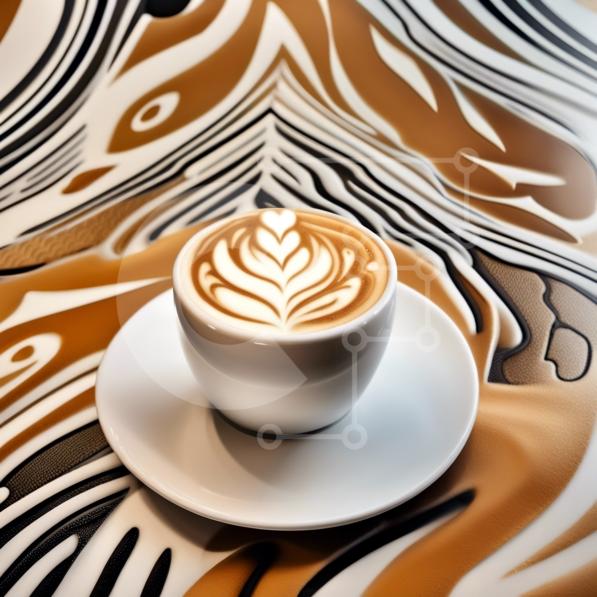 Stylish Zebra Pattern Coffee Cup on Striped Plate stock photo ...
