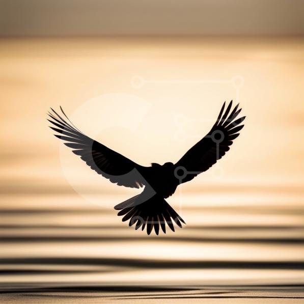 Stunning Picture of a Bird Flying over a Serene Body of Water at Sunset ...