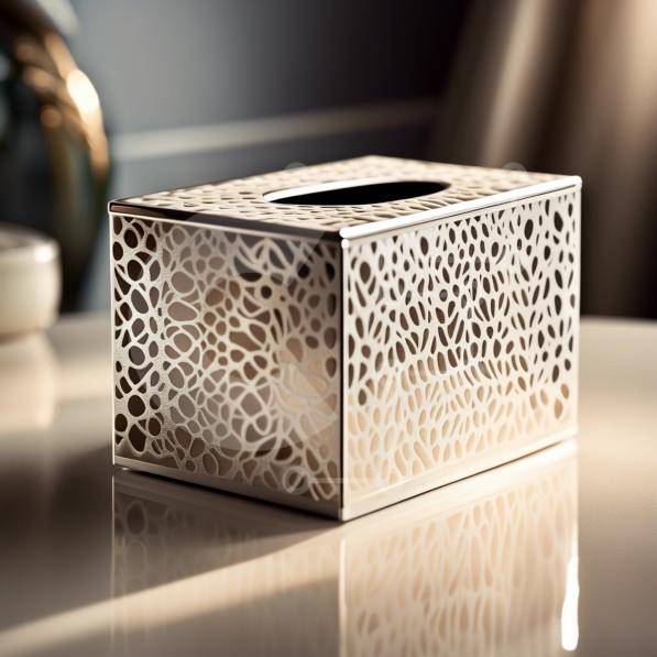 Decorative Tissue Box with Shiny Metal Finish and Intricate Laser Cut ...