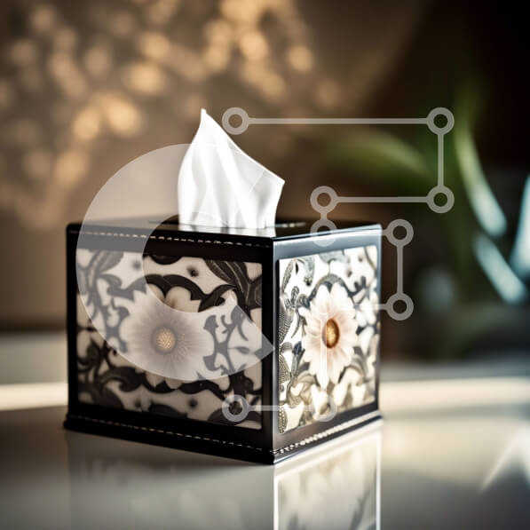 Download Stylish Black and White Floral Design Tissue Box for Home ...