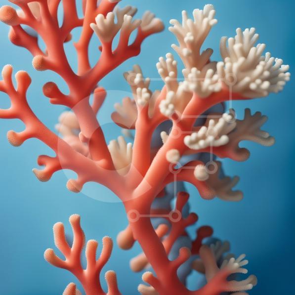 Vibrant Close-up of Red Coral on a Blue Background stock photo ...