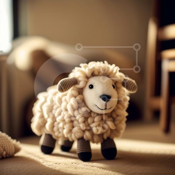 Adorable Picture of a Stuffed Animal Sheep Toy on a Wooden Floor stock ...