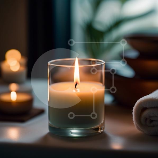 Relaxing Candle in a Spa Setting stock photo | Creative Fabrica