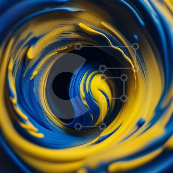 Vibrant and Bold Blue and Yellow Paint Swirl Vortex stock photo ...