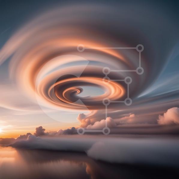 Mesmerizing Image of a Swirling Vortex in the Sky at Sunset stock photo ...