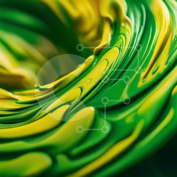 Vibrant Swirls of Green and Yellow Paint Close-up stock photo ...
