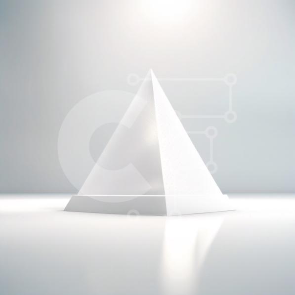 Minimalist White Pyramid on Light Grey Background stock photo ...